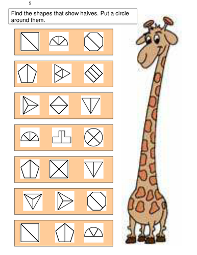 FRACTIONS 4 Recognizing a half.. | Teaching Resources