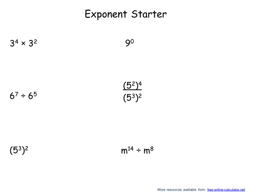 Indices Starter by Bellringer09 - Teaching Resources - TES