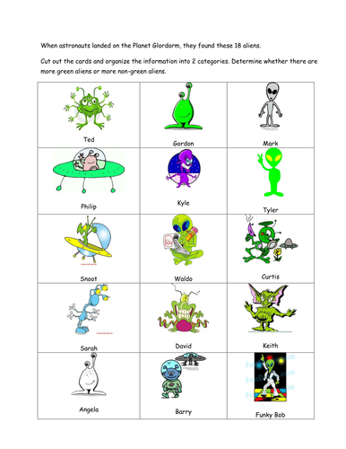 Sorting ALIEN data | Teaching Resources