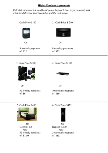 Higher Purchase | Teaching Resources