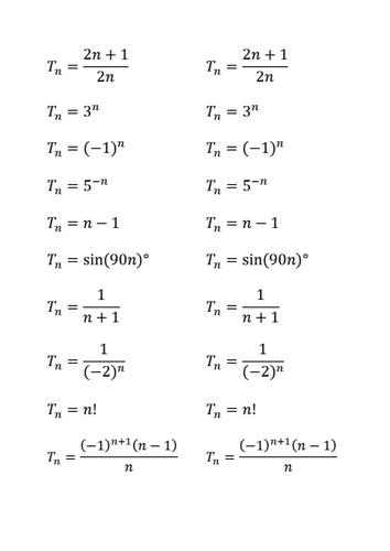 Describing sequences (convergent; oscillating...) | Teaching Resources