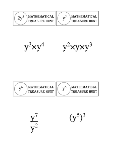 Laws of Exponents Treasure Hunt | Teaching Resources