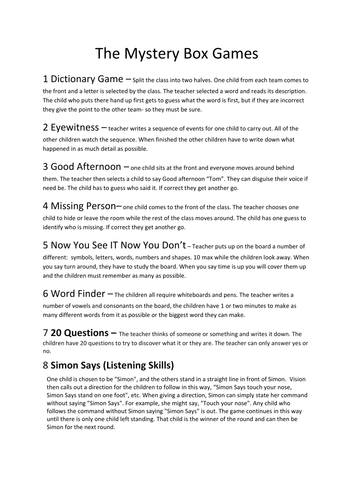 The Mystery Box!! | Teaching Resources