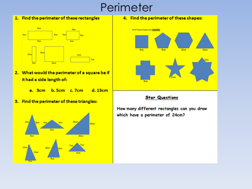 Perimeter and Area of Triangles Questions | Teaching Resources