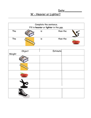 Heavier or lighter | Teaching Resources