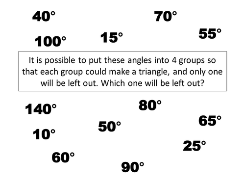 Angles in triangle starter puzzle | Teaching Resources Angles in triangle starter puzzle | Teaching Resources