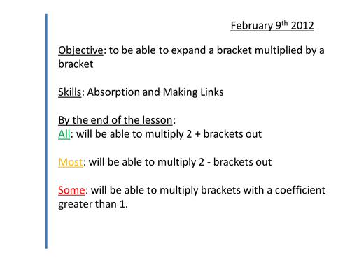 Expanding double bracket quadratics | Teaching Resources