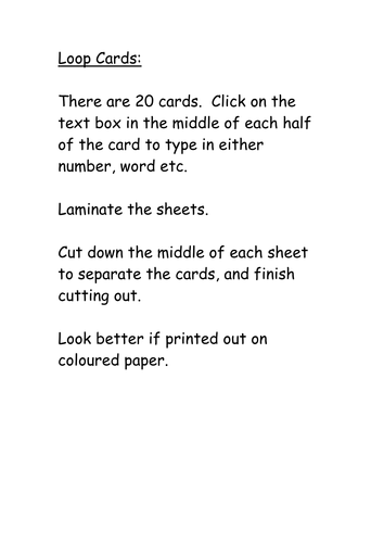 Editable Loop Cards | Teaching Resources Editable Loop Cards | Teaching Resources