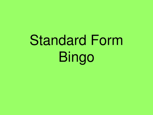 Standard Form Bingo by - UK Teaching Resources - TES