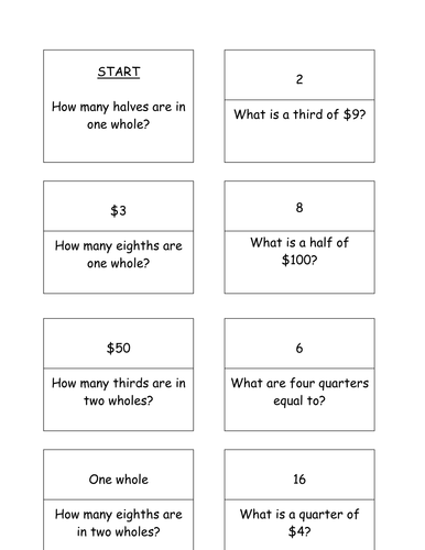 Fractions follow me loop cards | Teaching Resources