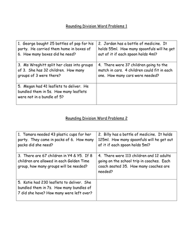 Round up or down after divison | Teaching Resources