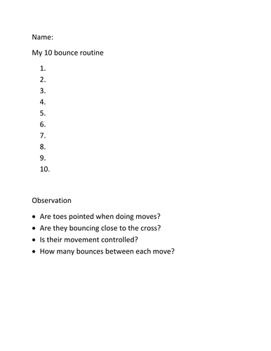 Trampolining Routine Assessment Sheets by neilthomas89 - Teaching ...