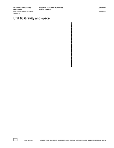 gravity and space scheme of work | Teaching Resources