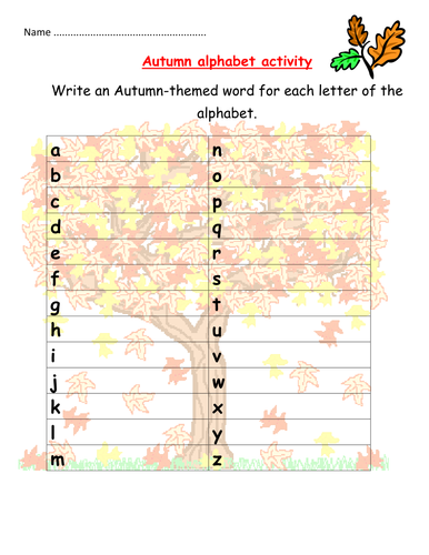 Fall words dictionary alphabet activity | Teaching Resources