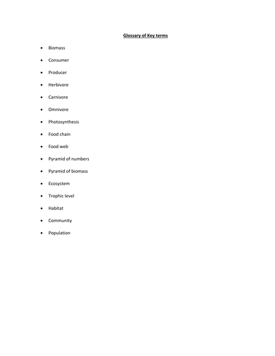 Glossary of keywords-energy | Teaching Resources