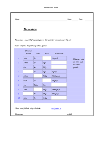 Momentum - Self Marking | Teaching Resources Momentum - Self Marking | Teaching Resources