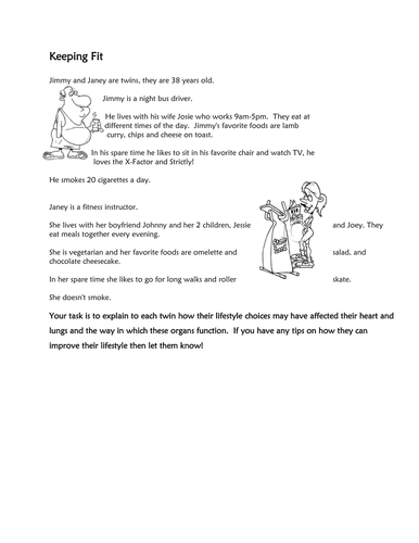 Fit and healthy task | Teaching Resources