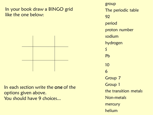 periodic table bingo | Teaching Resources