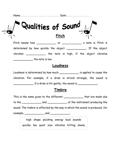 Qualities of sound activity | Teaching Resources