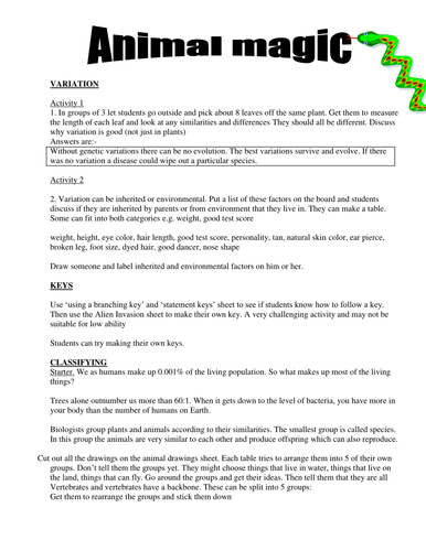 Integrated animals scheme | Teaching Resources