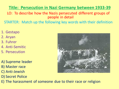 Persecution In Nazi germany lesson PowerPoint | Teaching Resources