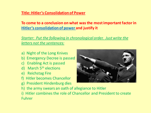 Germany History – Hitler’s Consolidation Powe | Teaching Resources