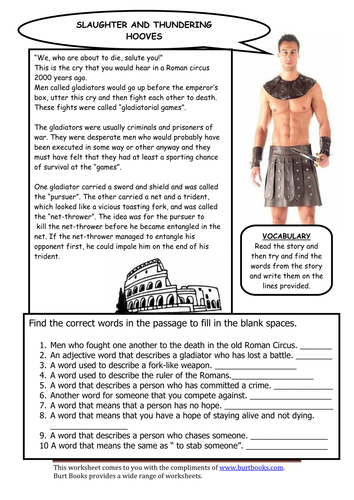 Vocabulary Builder on Gladiators | Teaching Resources