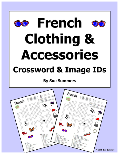 French Clothing and Accessories Crossword Puzzle, and Images | Teaching ...