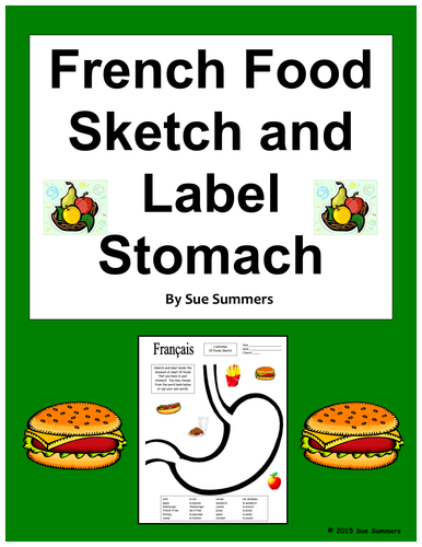 French Food Sketch and Label Full Stomach Vocabulary Activity ...