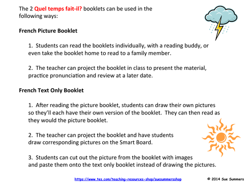 French Weather 2 Emergent Reader Booklets - Quel Temps Fait-il ...