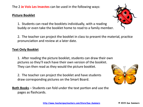 Insects in French 2 Emergent Reader Booklets - Les Insectes | Teaching ...