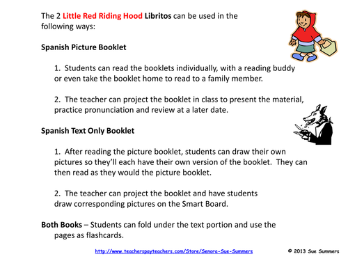 Little Red Riding Hood Spanish Booklets - Libritos de Caperucita Roja ...