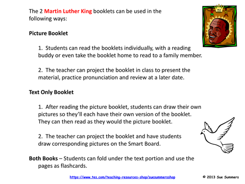 Martin Luther King 2 Emergent Reader Booklets in English | Teaching ...