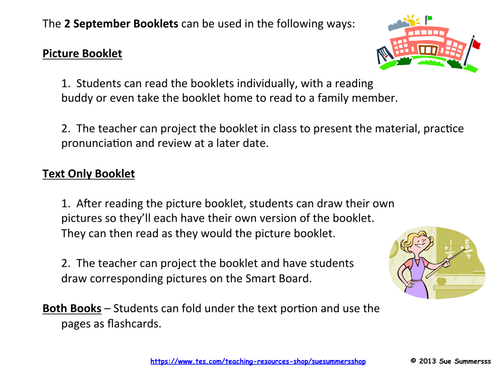 September and School Emergent Reader 2 Booklets in English | Teaching ...