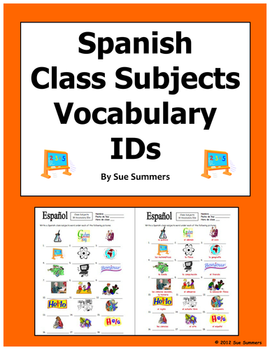 Spanish Class Subjects 18 Vocabulary IDs | Teaching Resources