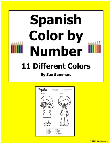 Spanish Color by Numbers Kids With 11 Different Colors | Teaching Resources