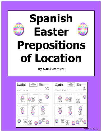 Spanish Easter Prepositions of Easter Bunny and Egg - El Conejo de ...