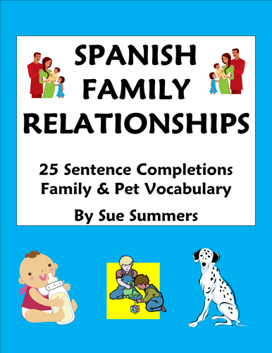 Spanish Family Relationships - 25 Sentence Completions Worksheet ...
