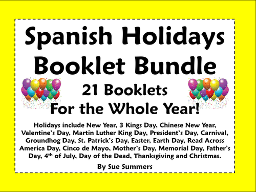 Spanish Holidays 21 Booklet Bundle for All Year - 88 Pages Total ...