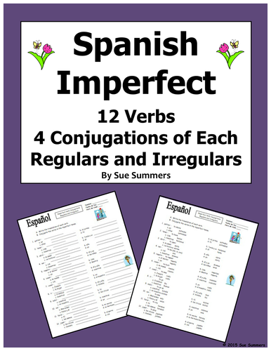 Spanish Imperfect - 12 Verbs, Each With 4 Conjugations Worksheet ...