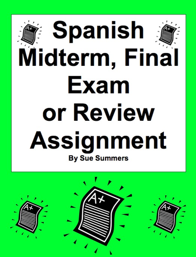 Spanish Midterm, Final Exam, or Exam Review Homework | Teaching Resources