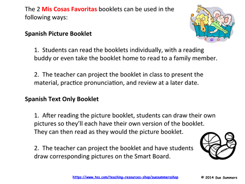 Spanish My Favorite Things - 2 Emergent Reader Booklets | Teaching ...