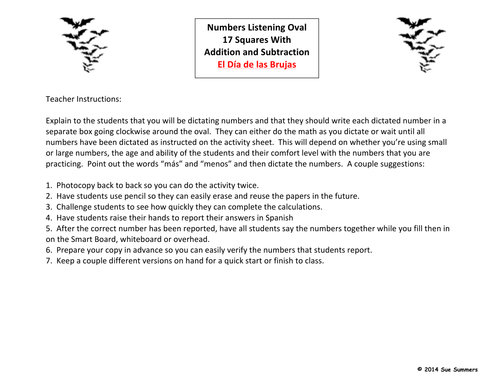 Spanish Numbers and Halloween Theme Math Listening Activity | Teaching ...