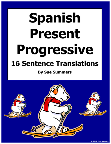 Spanish Present Progressive Verbs 16 Translations Worksheet | Teaching ...