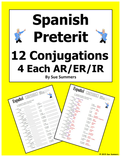 Spanish Preterit - 12 Verbs, Each With 4 Conjugations Worksheet ...