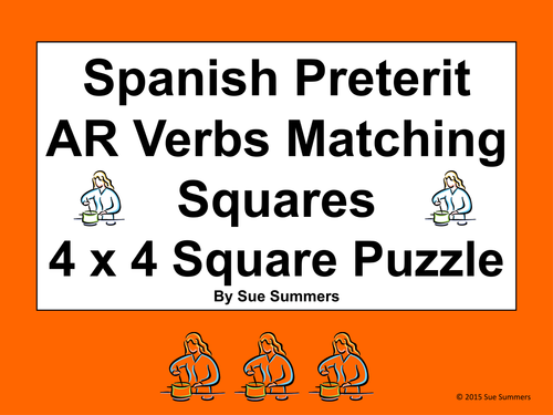 Spanish Preterit AR Verbs 4 x 4 Matching Squares Puzzle | Teaching ...