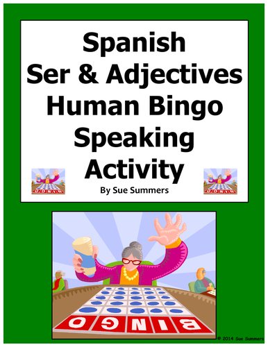 Spanish Ser and Adjectives Human Bingo Game Speaking Activity and ...
