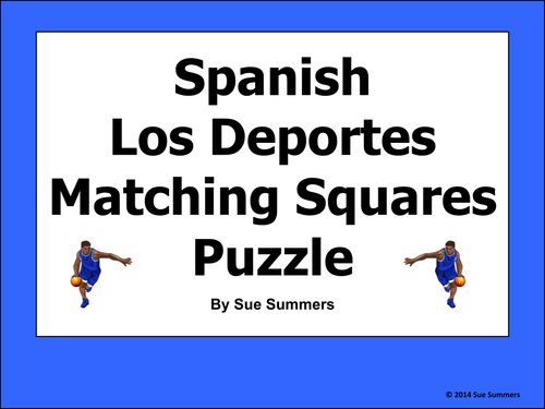 Spanish Sports Matching Squares Puzzle - 25 Different Sports | Teaching ...