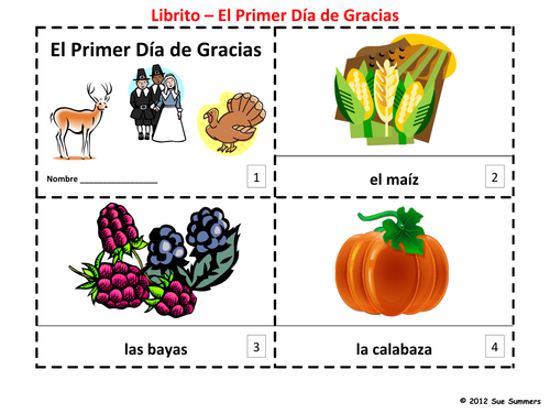 Spanish Thanksgiving Booklets / Primer Dia de Gracias Libritos ...