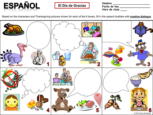 Spanish Thanksgiving Creative Writing Assignment | Teaching Resources